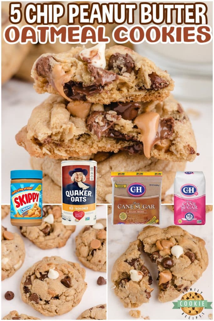 FIVE CHIP PEANUT BUTTER OATMEAL COOKIES - Family Cookie Recipes