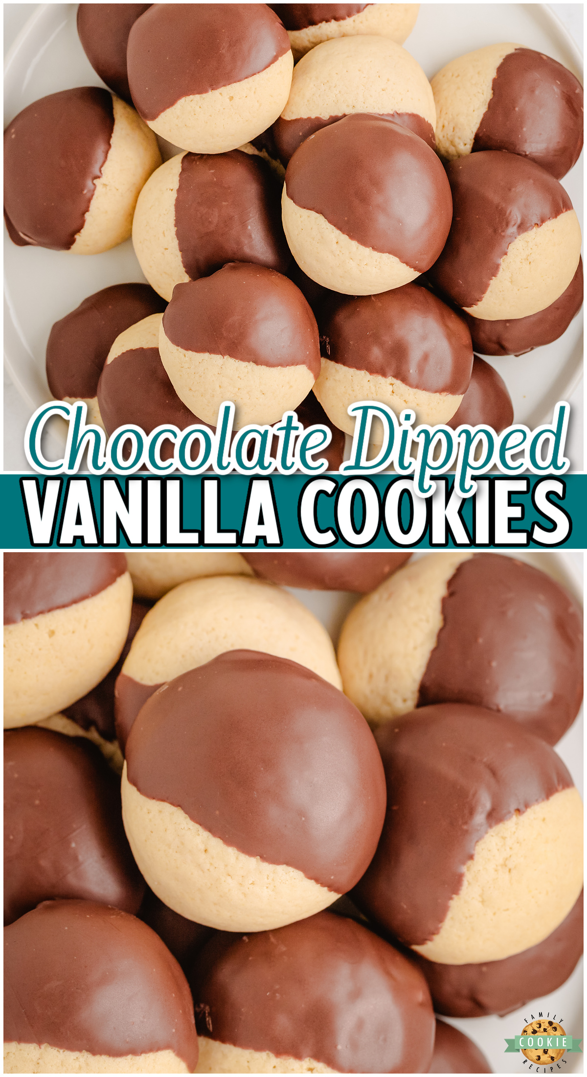 CHOCOLATE DIPPED VANILLA COOKIES - Family Cookie Recipes